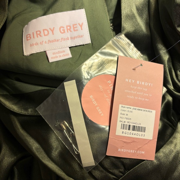 Birdy Grey | Dresses | New Birdy Grey Jesse Kimono Shiny Satin Bridesmaid Dress In Olive Size ...